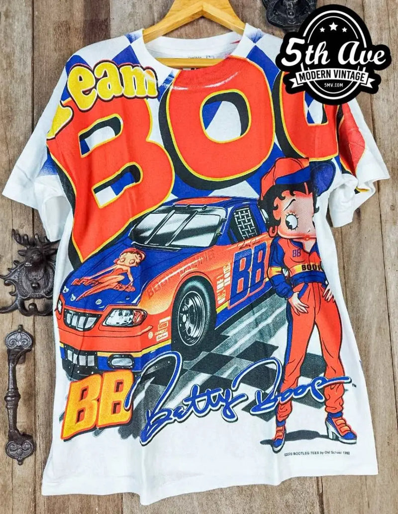 Betty Boop Born to Race - AOP all over print New Vintage Animation T ...