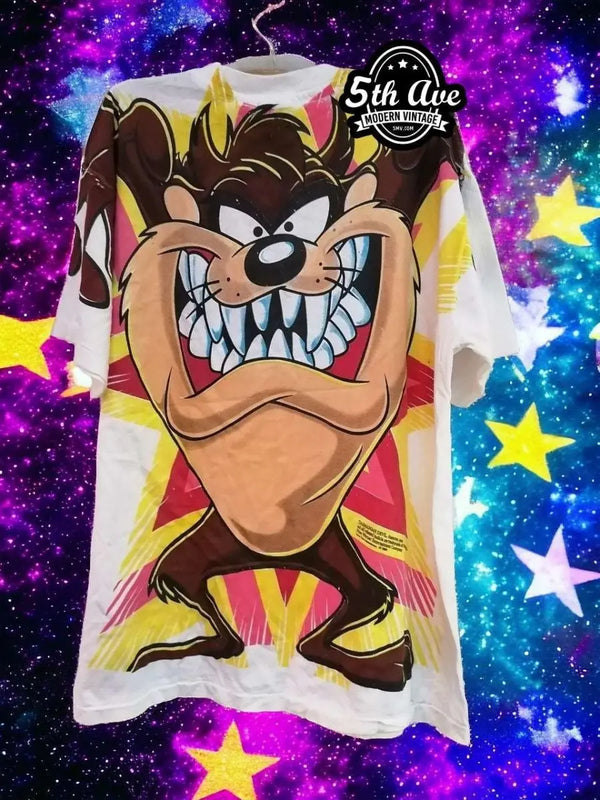 Taz Unleashed: The Ultimate Tasmanian Devil Overprint Tee - Vintage ...